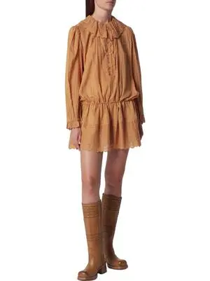 ISABEL MARANT ÉTOILE Lenora Long-sleeved Cotton Mini Shirtdress