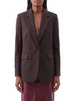 CO Single-breasted Cropped Blazer In Visse And Linen Blend With Peak Lapels