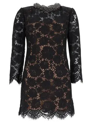 SELF-PORTRAIT Mini Abito In Pizzo Black