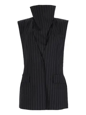 Sportmax Giacca Smanicata In Lana Gessata - Black