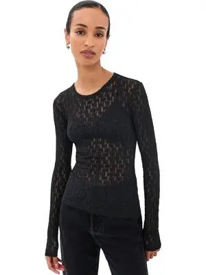 Rag & Bone Bardot Long Sleeve Top - Black