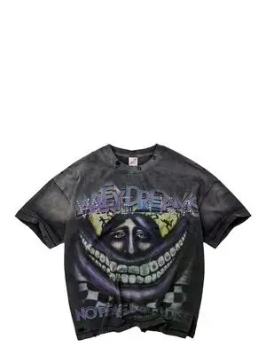 VALE FOREVER Smiley Face Graphic-print Distressed T-shirt - Black