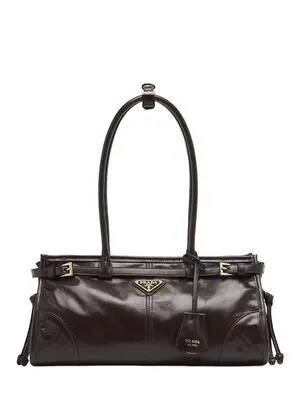 Prada Bonnie Leather Shoulder Bag Brown