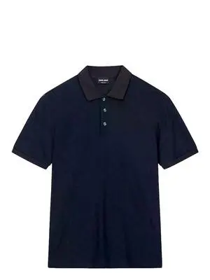 GIORGIO ARMANI Geometric-patterned Short-sleeved Polo Shirt
