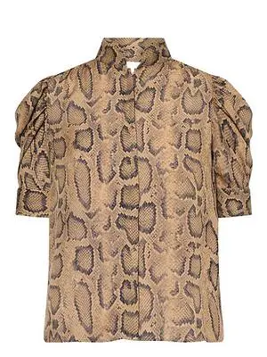 FRAME The Gillian Snake-print Silk Top L