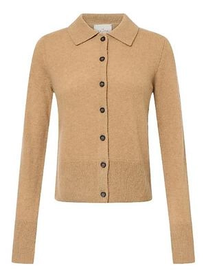 LE KASHA Ribbed-trims Cashmere Knitted Polo Cardigan S