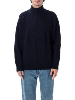Filson Filson Ribbed Half-Button Mock Neck Sweater Blu