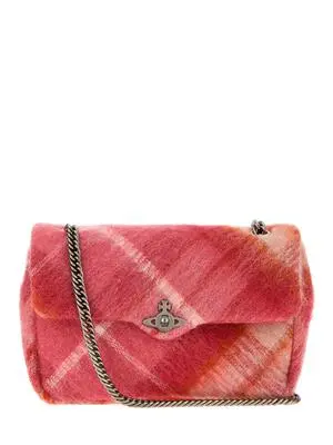 VIVIENNE WESTWOOD Anita Embroidered Fabric Shoulder Handbag - Checked