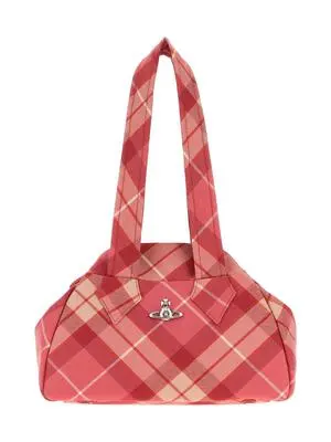 VIVIENNE WESTWOOD Embroidered Fabric Medium Archive Shoulder Handbag - Checked