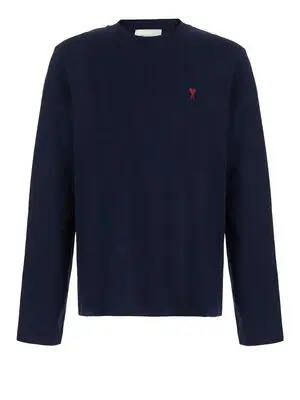 AMI Paris Ami Paris Men's Long-Sleeve T-Shirt With Ami OF Coeur Logo Blu