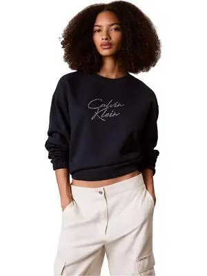 Calvin Klein Calvin Klein Sequin Script Logo Sweatshirt Dark Sapphire