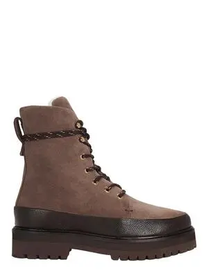 Varley Varley Charente Faux Fur Lined Lace Up Multi Boot In Taupe Silver Lining