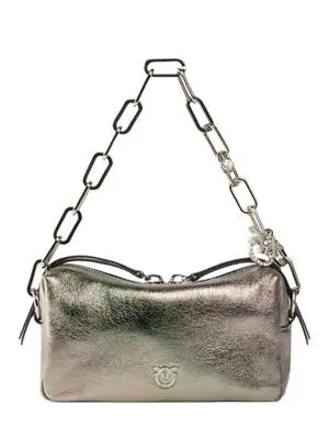 PINKO Mini Boston Bag In Laminated Nappa Leather With Two Straps