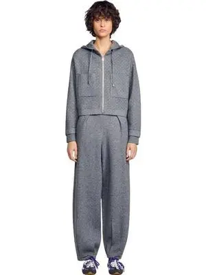 Sandro Hooded Rhinestone Cardigan - Grey