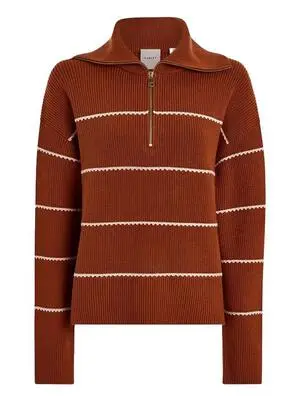 Varley Swanson Striped Zip-front Sweater - Ginger Bread