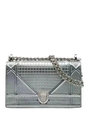 DIOR 2018 Small Metallic Patent Microcannage Diorama Flap Crossbody Bag