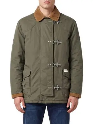 FAY Short Wool Parka With Iconic Toggles And Corduroy Collar