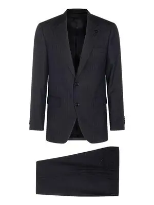 LARDINI Pinstriped Single-breasted Virgin Wool Suit With Notch Lapels