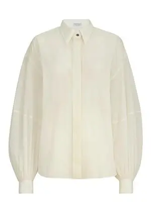 BRUNELLO CUCINELLI Silk Sparkling Pinstripe Shirt With Monili