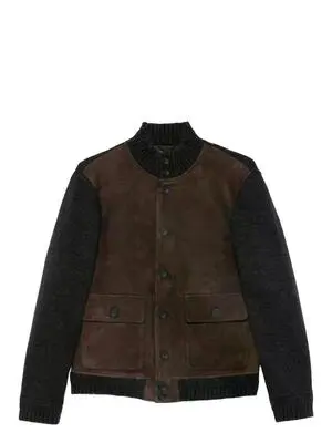 THE JACK LEATHERS Suede Panelled Knitted Jacket
