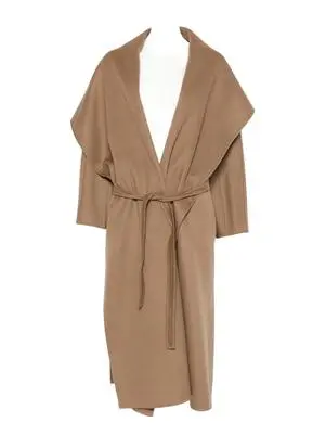 MAX MARA Max Mara Cashmere Scarf-Collar Hooded Coat With Raglan Sleeves And Side Pockets