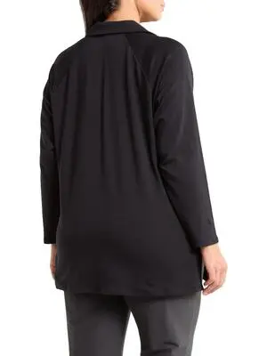 Eileen Fisher Raglan Sleeve Henley Tunic Black