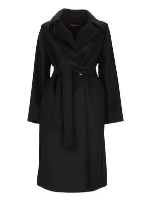 Max Mara Max Mara Studio Women Cappotto A Vestaglia In Lana Black