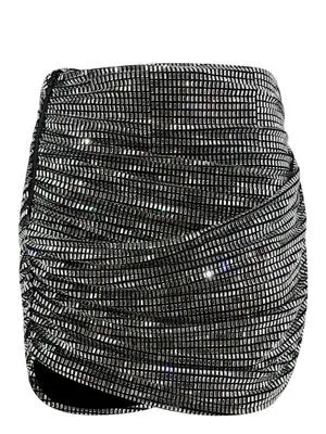 SELF-PORTRAIT Self Portrait Women Mini Skirt With Silver Rhinestones
