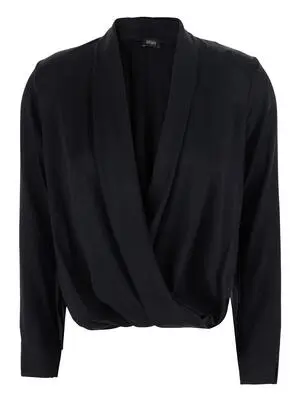 LEPLAIN Leplain Women Georgette Blouse With Long Sleeves And V-Neck, In Black, For Woman