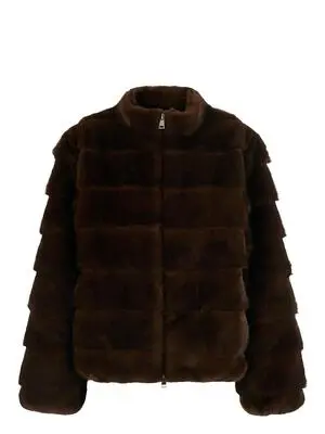 LEPLAIN Leplain Women Brown Shearling With Raised Collar In Eco-Fur For Women