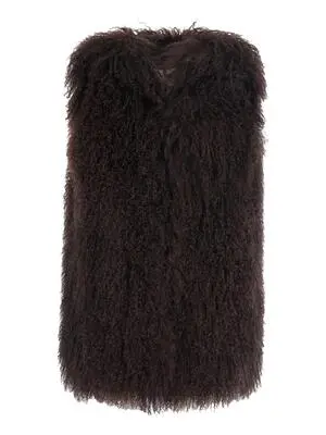 LEPLAIN Leplain Women Brown Fur Vest With Sleeveless Design In Fur For Women