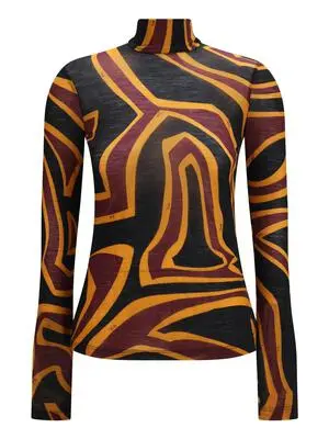 Emilio Pucci Pucci Women Fiammato Wool Jersey Top Multicolor
