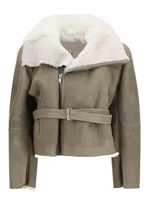 Rick Owens Rick Owens Women Cropped Suede And Shearling Flight Jacket Green