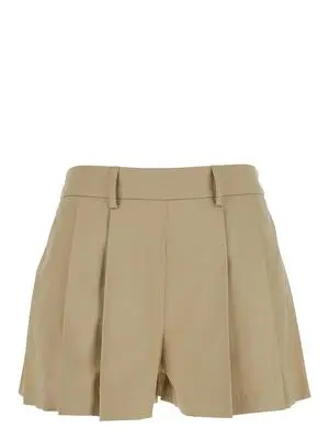 LEPLAIN Leplain Women Beige Shorts With Pleated Design In Tech Fabric Women