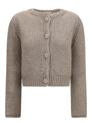FORTE_FORTE Forte_Forte Women Chunky Knit Cardigan With Buttons Cream