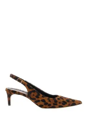 LEPLAIN Leplain Women 'Luisa' Brown Slingback Pumps With Medium Stiletto Heel And Leopard Print All-Over In Ecofur Woman