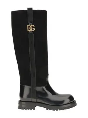 Dolce & Gabbana High Suede And Smooth Leather Boots - Black