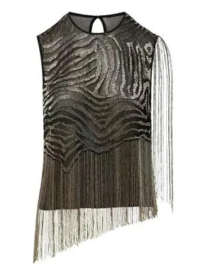 VERONICA BEARD Olivia Beaded Fringed Top
