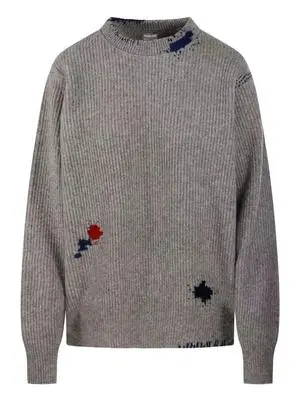 KURO Distressed Ribbed-knit Sweater