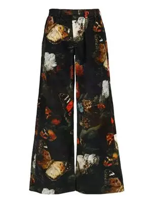 R13 Butterfly-print Wide-leg Trousers - Black