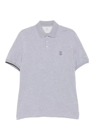 Brunello Cucinelli Logo-embroidered Piqué Polo Shirt Gray