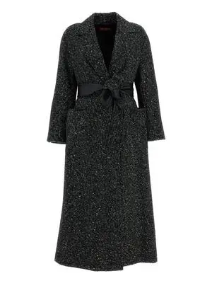 MAX MARA CAPPOTTO LUNGO A VESTAGLIA IN TWEED