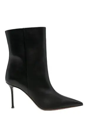 AQUAZZURA Harper 85 Leather Ankle Boots - Black