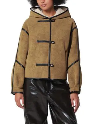 STAND STUDIO Stand Studio Beige Fia Jacket In Faux Shearling With Hood Women Cream
