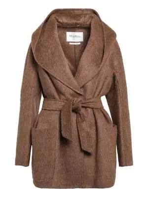 Max Mara Short Coat In Camel And Mohair - Brown