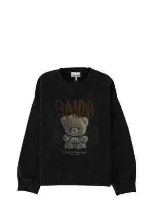 GANNI Felpa Con Stampa - Black