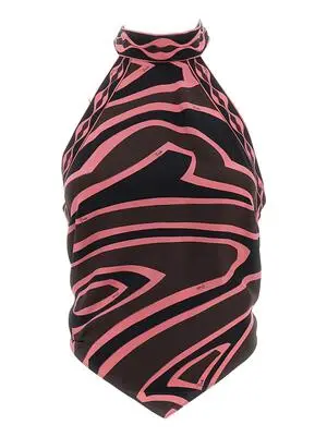 Emilio Pucci TOP A FOULARD IN SETA STAMPA LABIRINTO Multicolore