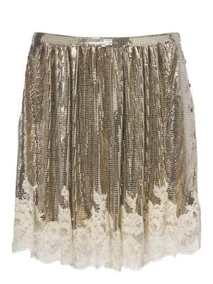 PACO RABANNE Lace-trimmed Chainmail Miniskirt