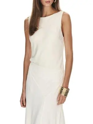 MANGO Satin Draped Back Top