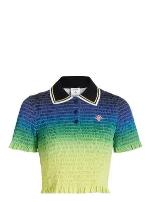 Casablanca Gradient Shirred Cotton Polo Shirt Gradient